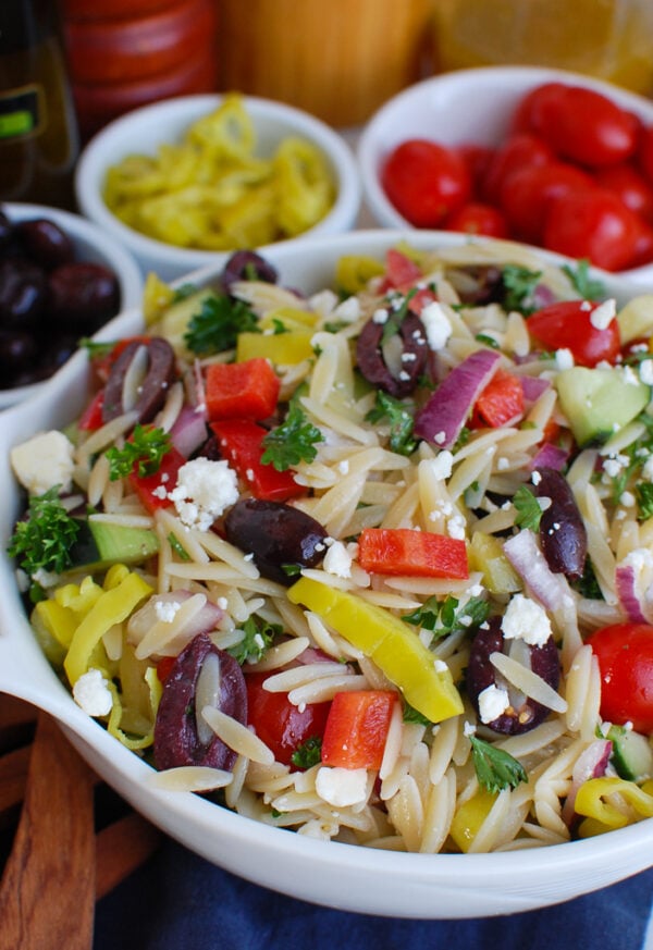 Greek Orzo Pasta Salad - A Cedar Spoon
