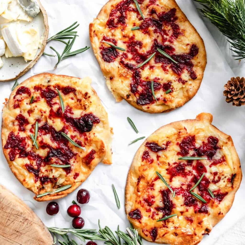Warm Brie Cranberry Naan - A Cedar Spoon