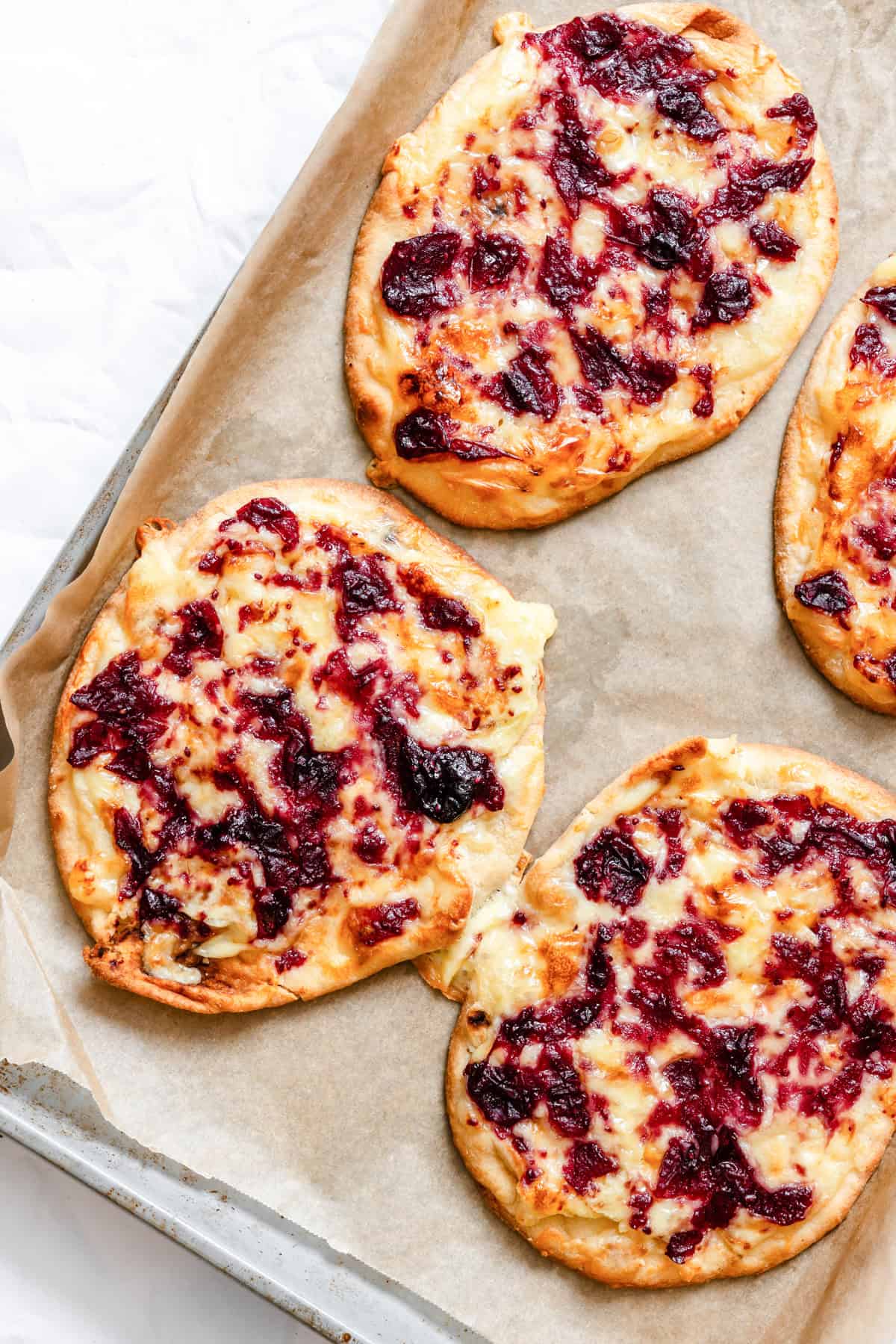 Warm Brie Cranberry Naan - A Cedar Spoon