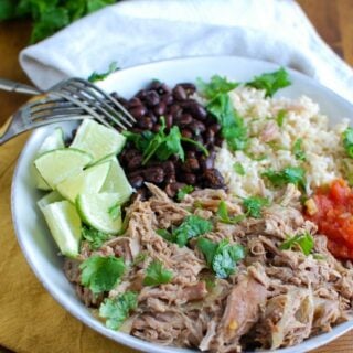 Slow Cooker Cuban Pork Rice Bowls - A Cedar Spoon
