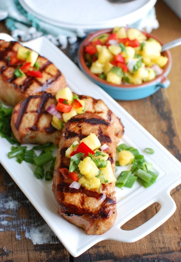 Grilled Hawaiian Pork Chops - A Cedar Spoon