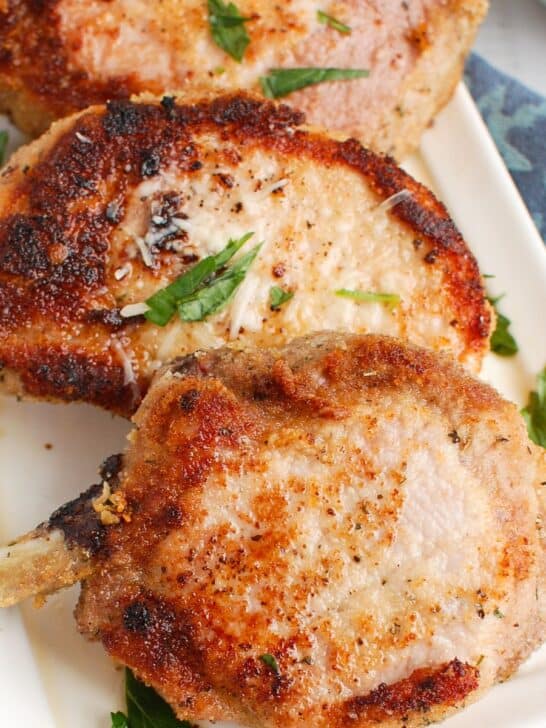 Parmesan Crusted Pork Chops - A Cedar Spoon