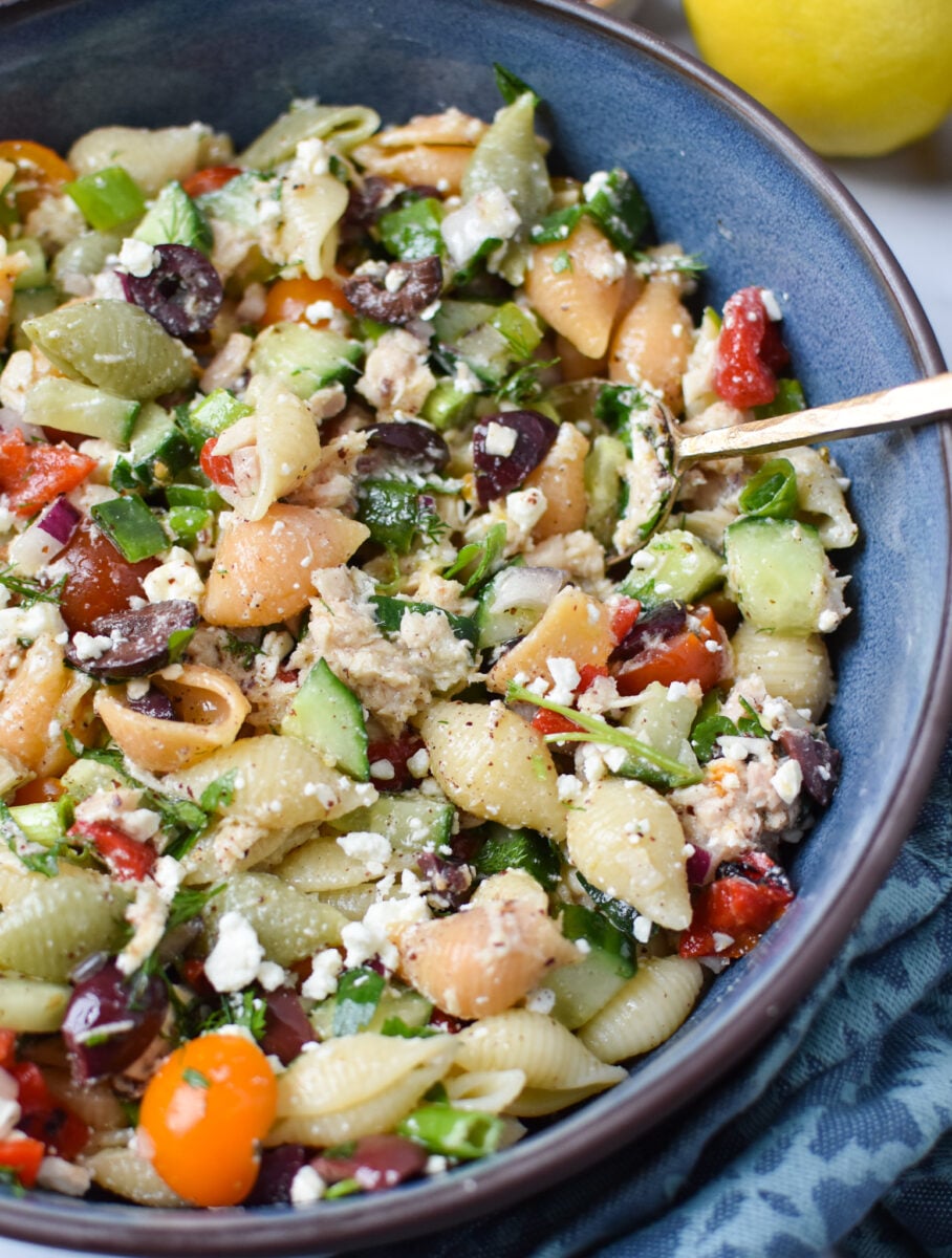 Mediterranean Tuna Pasta Salad - A Cedar Spoon