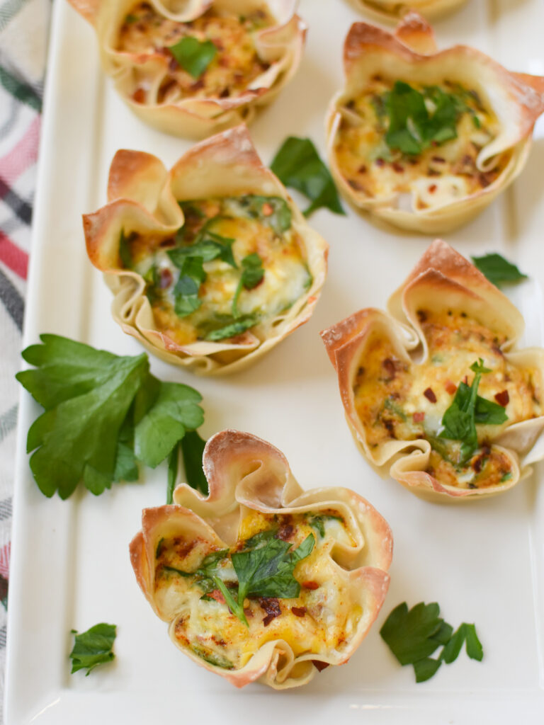 Mediterranean Quiche Wontons - A Cedar Spoon