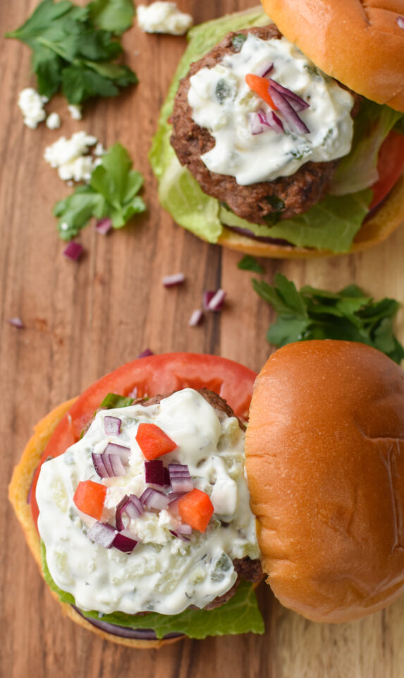 Feta Burger with Tzatziki - A Cedar Spoon