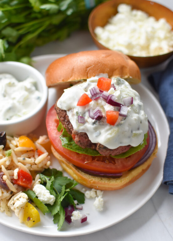 Feta Burger with Tzatziki - A Cedar Spoon