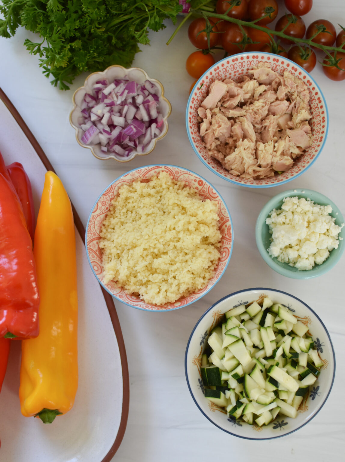 Mediterranean Tuna Couscous Stuffed Peppers - A Cedar Spoon