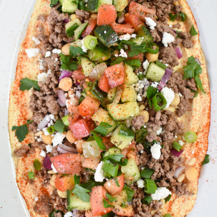 Ground Beef Layered Hummus - A Cedar Spoon