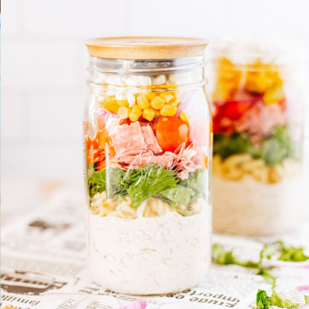Italian Pasta Mason Jar Salad - A Cedar Spoon