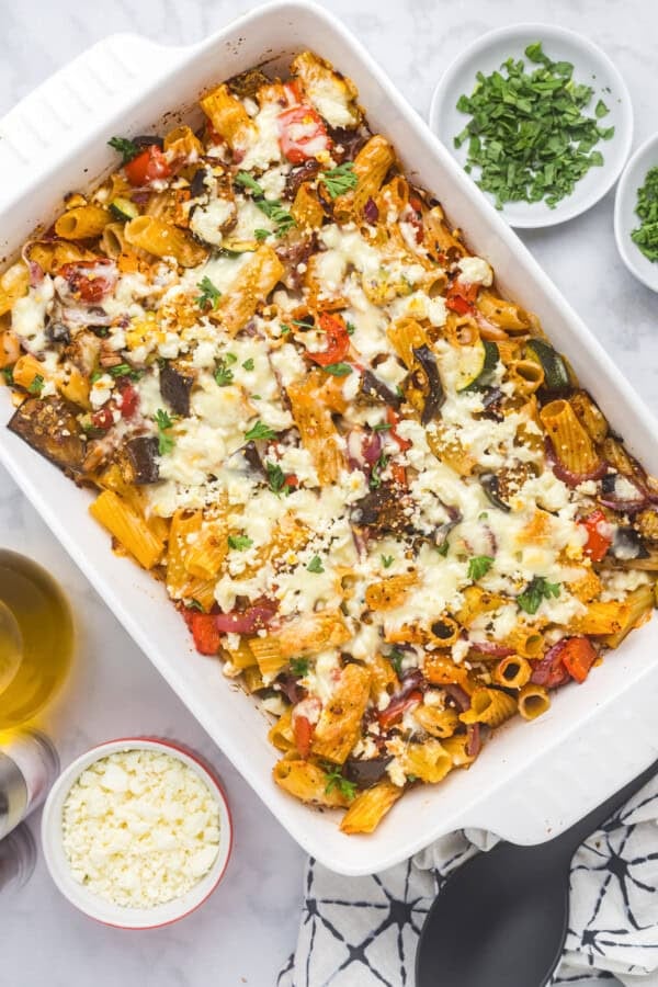 Mediterranean Roasted Vegetable Pasta Bake - A Cedar Spoon