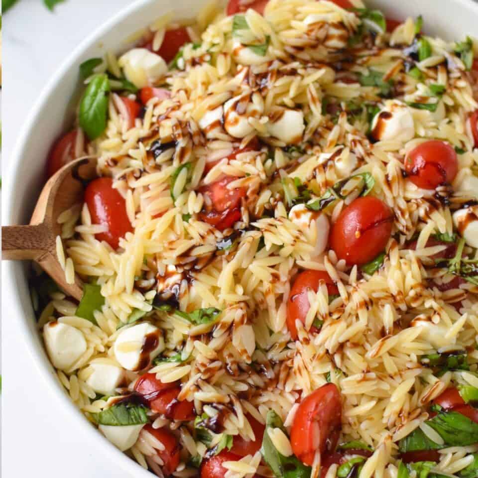 Caprese Orzo Pasta Salad - A Cedar Spoon