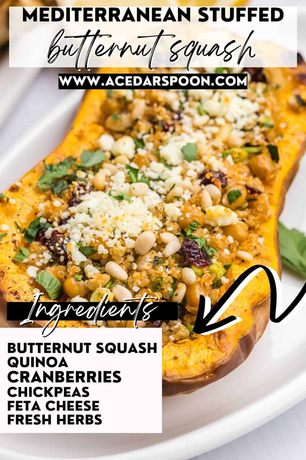 Mediterranean Stuffed Butternut Squash - A Cedar Spoon