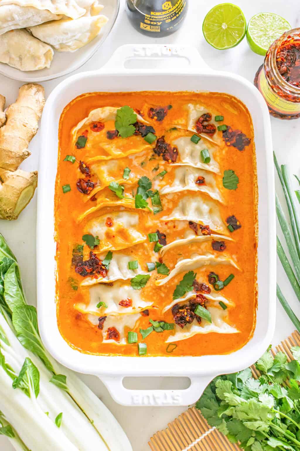 One Pan Baked Dumplings - A Cedar Spoon