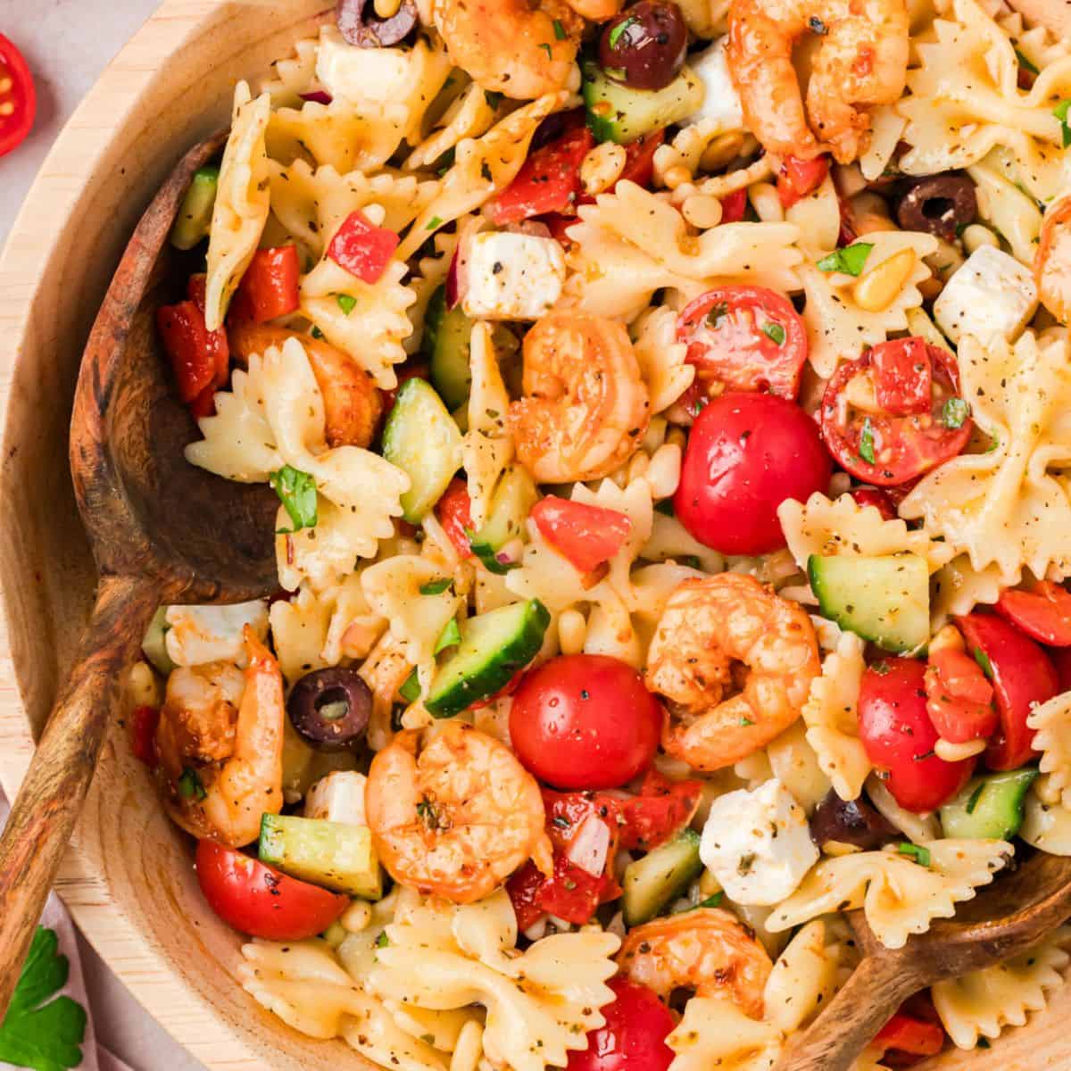 Mediterranean Shrimp Pasta Salad(Make-Ahead Friendly) - A Cedar Spoon