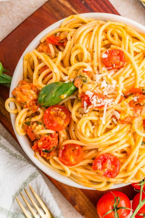Cherry Tomato Basil Pasta - A Cedar Spoon